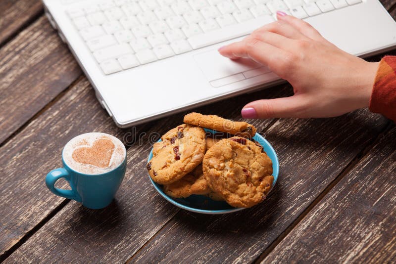 Hand over laptop. stock photo. Image of human, crescent - 43362680