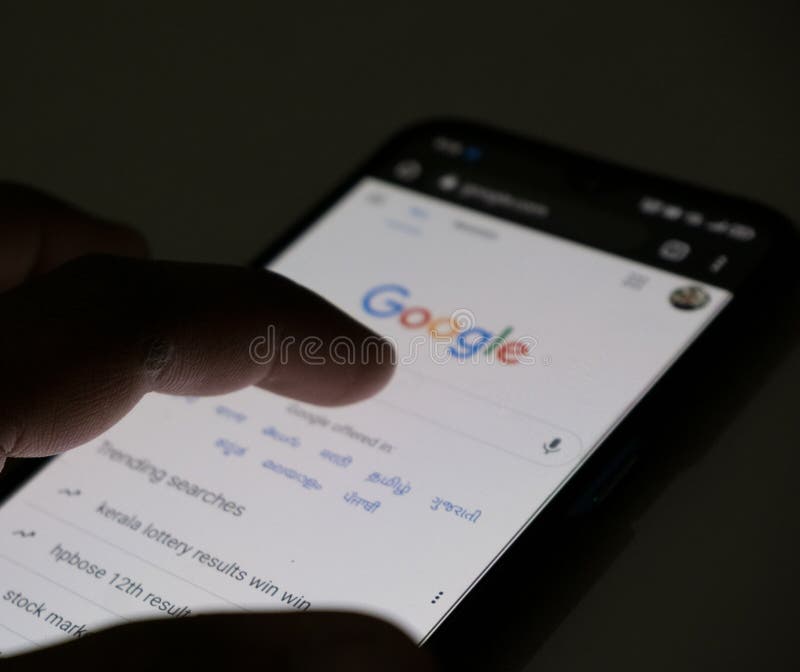 Hand Over a Phone for Google Search Editorial Stock Photo - Image of ...