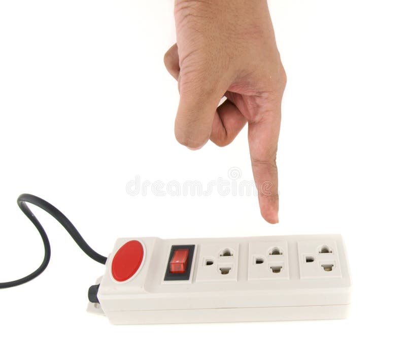 Hand over the power strip stock image. Image of finger - 20606411