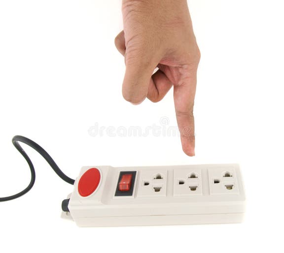 Hand over the power strip stock image. Image of finger - 20606411