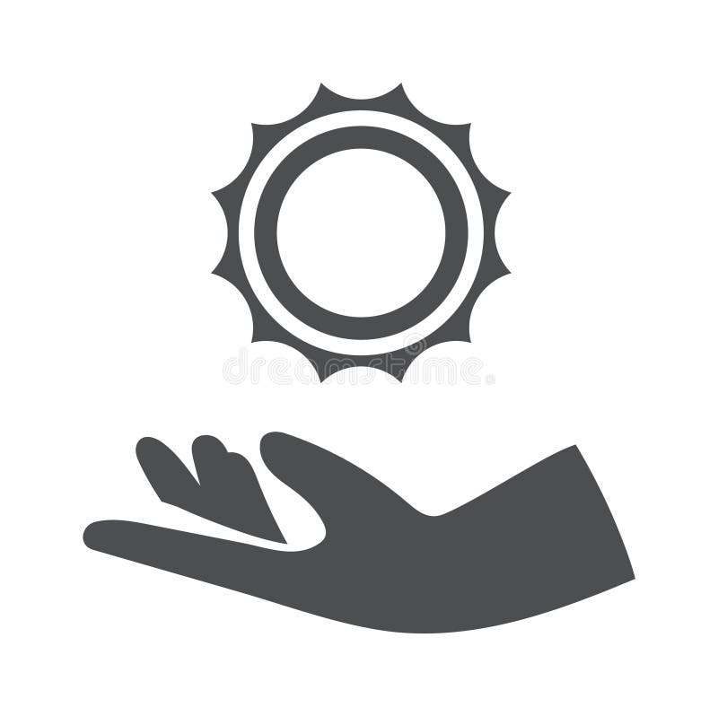 Hand Over Sun Glyph Icon Showing Gesture on Palm Stock Vector ...