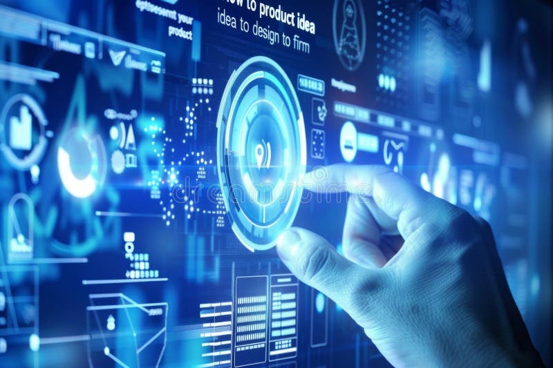 Hand Over Virtual Computer Touch Digital Interface Stock Illustration ...