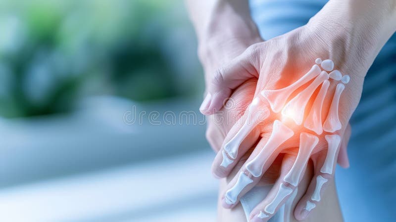 Hand Pain with Highlighted Bones and Joints Stock Illustration ...