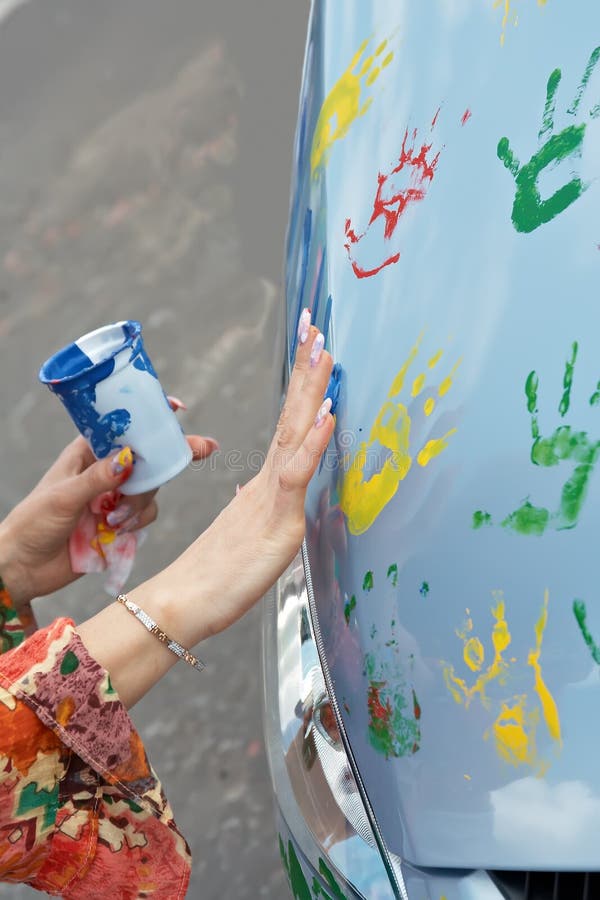 Hand in a paint stock image. Image of design, childhood - 11261233