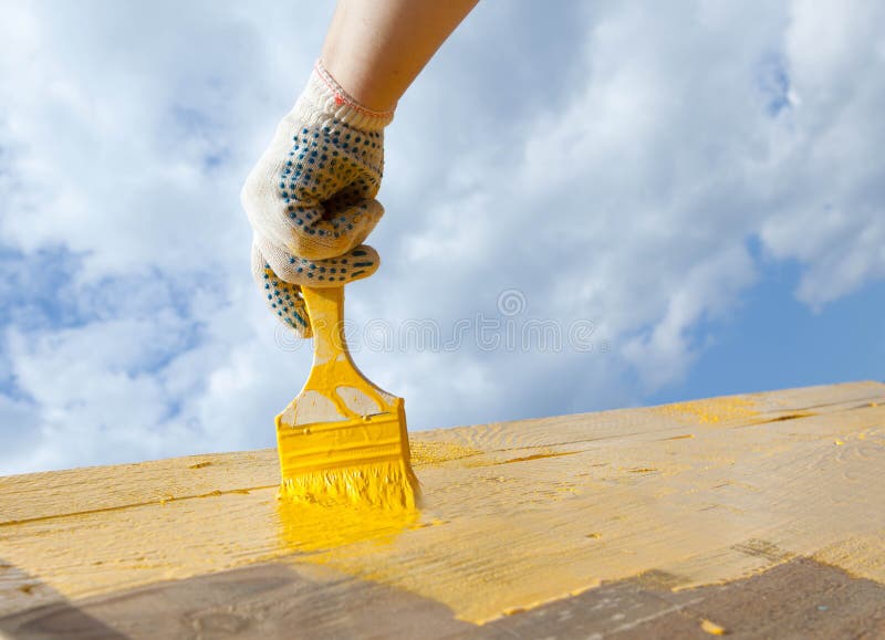 Hand paint stock image. Image of tool, conceptual, yellow - 28199527