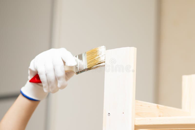 Hand Paint the Boards with White Paint Stock Image - Image of wooden ...