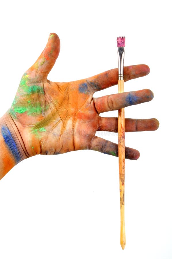 Hand & paint brush stock photo. Image of streak, paint - 9775888
