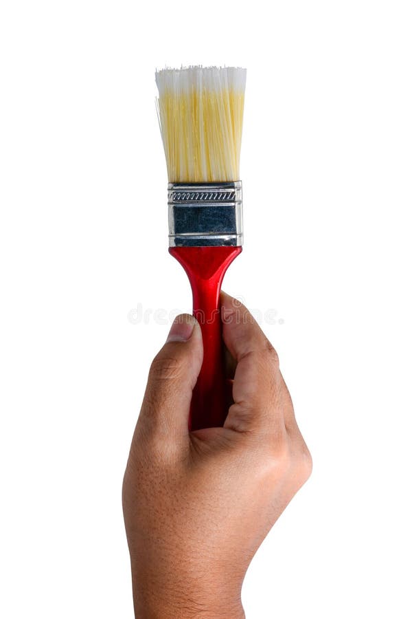 Hand with Paint Brush Isolated on White Stock Photo - Image of wooden ...