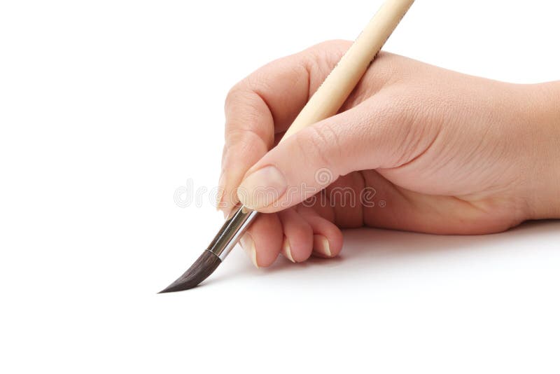 Hand with Paint Brush on White Stock Photo - Image of brush, isolated ...