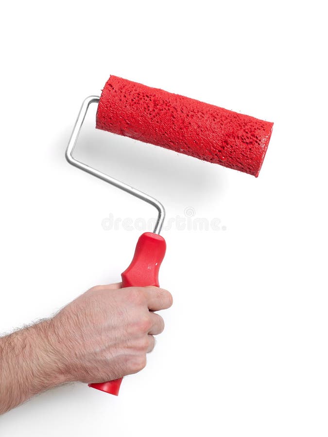 Hand with Paint Roller Showing 100 Stock Image - Image of number ...