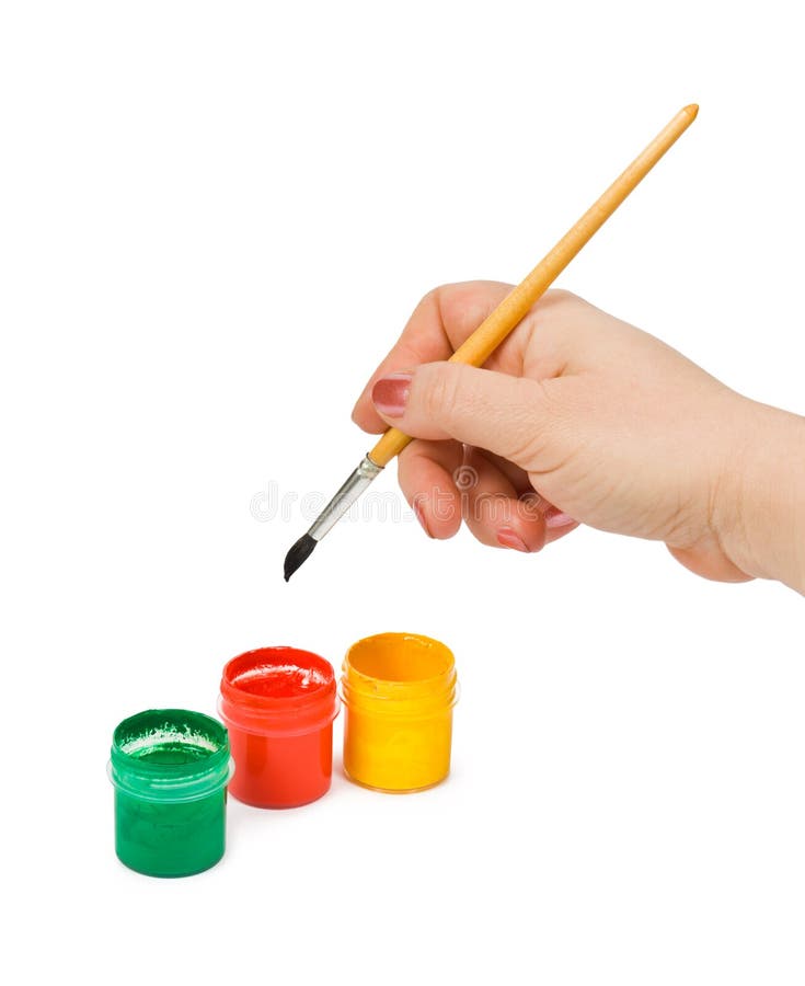 Hand with Paintbrush Painting Sky Stock Photo - Image of freedom, blue ...