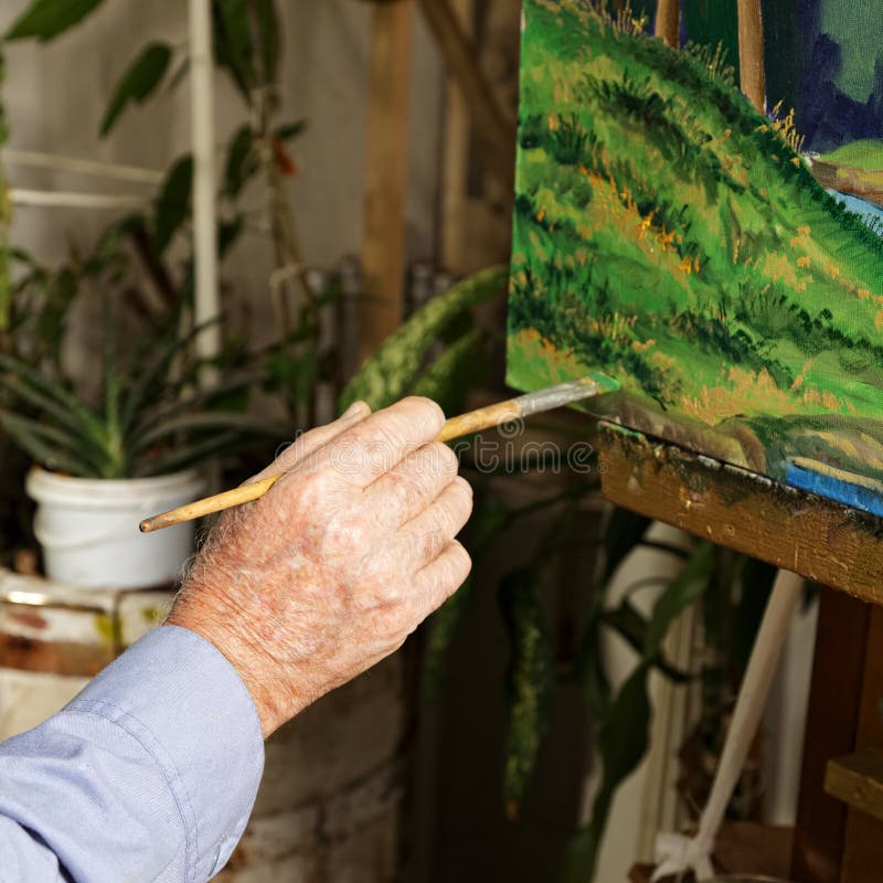 Hand with paintbrush stock image. Image of green, body - 27217191