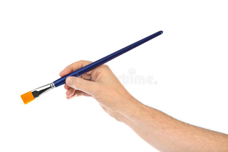 Hand with Paintbrush Isolated Stock Image - Image of wallpaper, idea ...