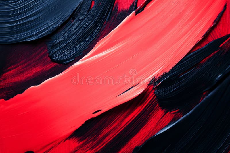Hand Painted Abstract Strokes Bold Red Black Forming Expressive ...