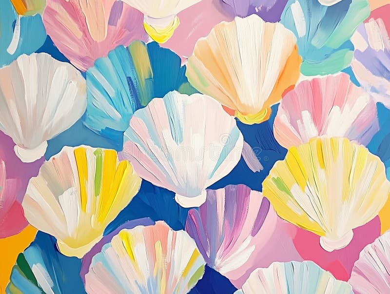 Hand Painted Acrylic Shells Background Stock Illustration ...