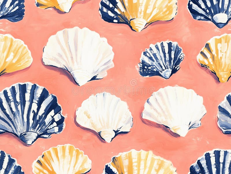 Hand Painted Acrylic Shells Background Seamless Repeating Pattern Tile ...