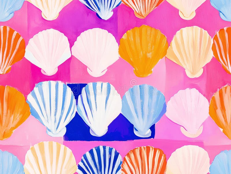 Hand Painted Acrylic Shells Background Seamless Repeating Pattern Tile ...