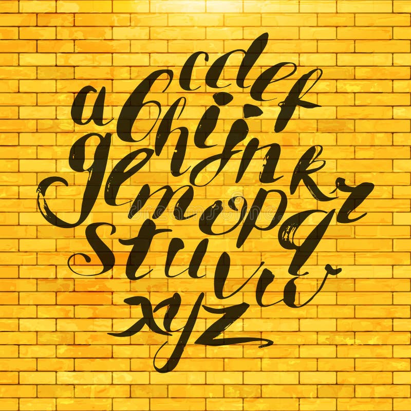 Hand Painted Alphabet at Brick Wall Stock Vector - Illustration of ...