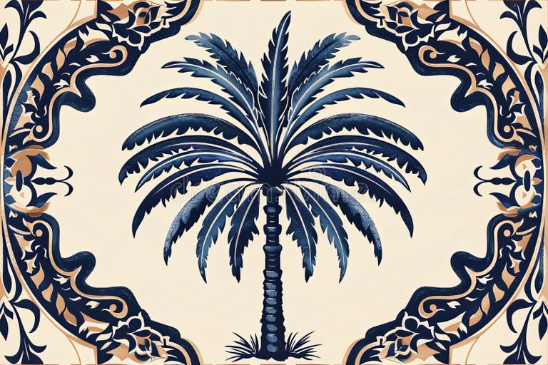 Hand-painted Arabian Palm Tree Using Gouache on a Cream Background. AI ...
