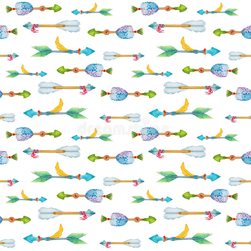 Hand-painted Arrows Pattern Tile. Watercolor Arrows Seamless Pattern ...