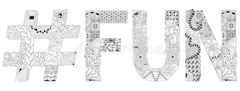 Word Fun With Hashtag For Coloring Vector Decorative Zentangle Object