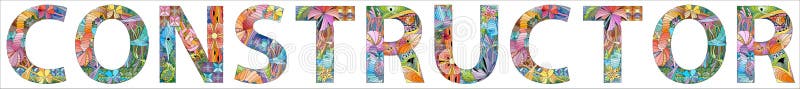 Word CONSTRUCTOR. Vector Zentangle Object for Decoration Stock Vector - Illustration of ...