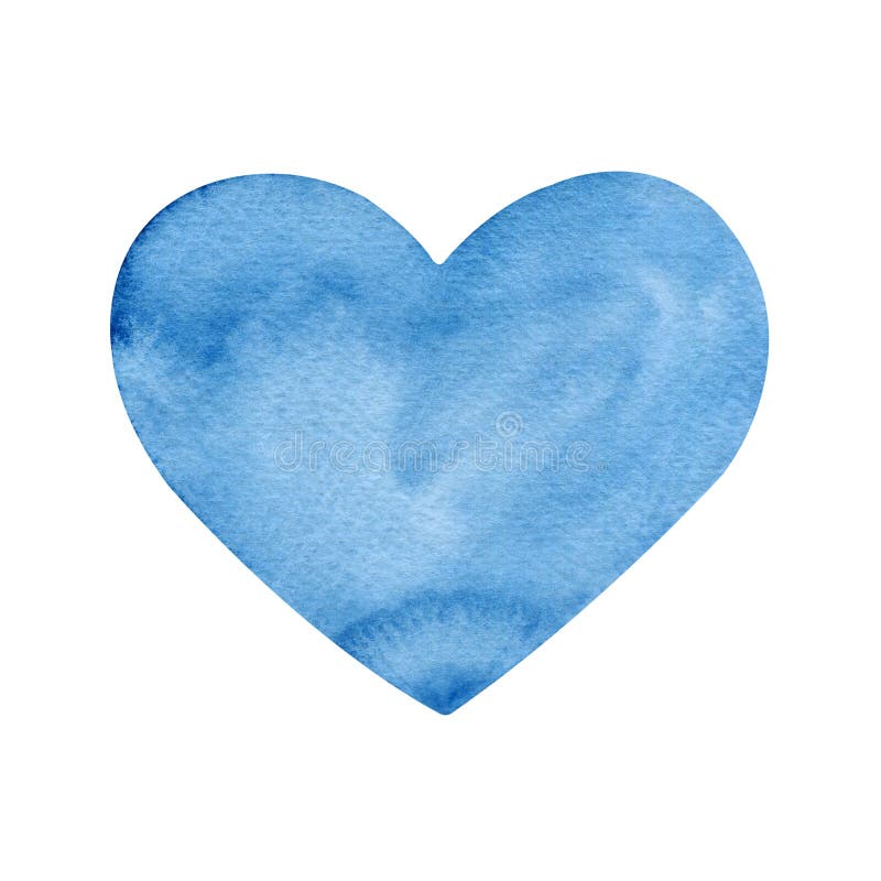 Hand Painted Blue Heart Isolated on a White Background. Stock Photo ...