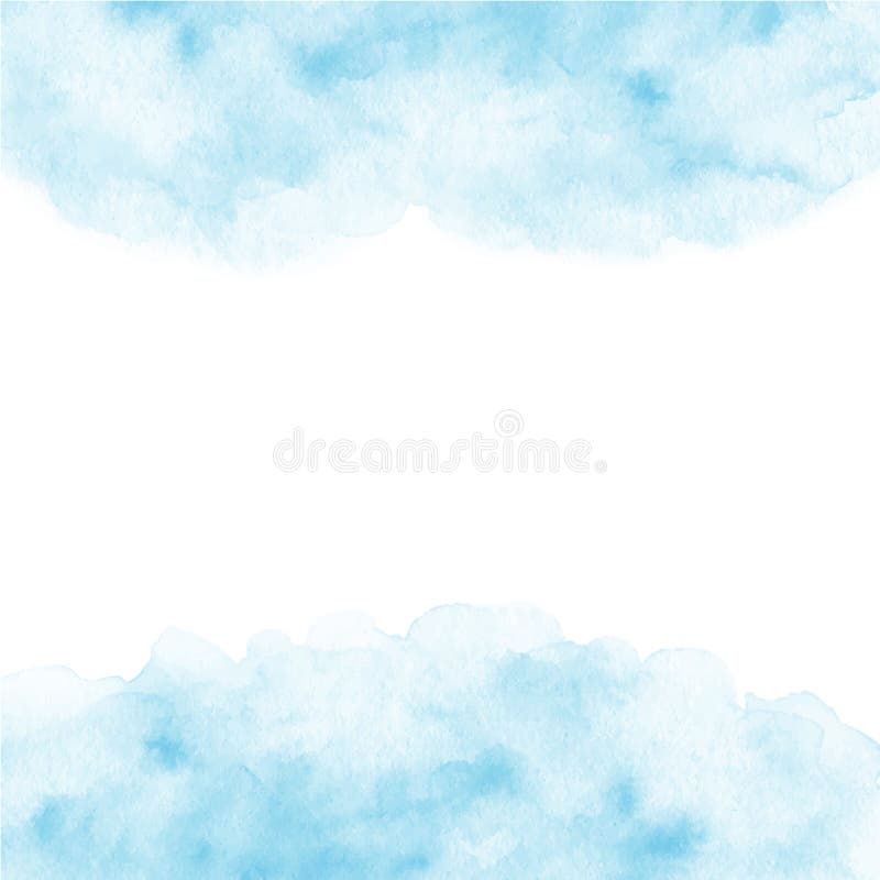 Hand Painted Blue Vector Watercolor Frame Texture on the White ...