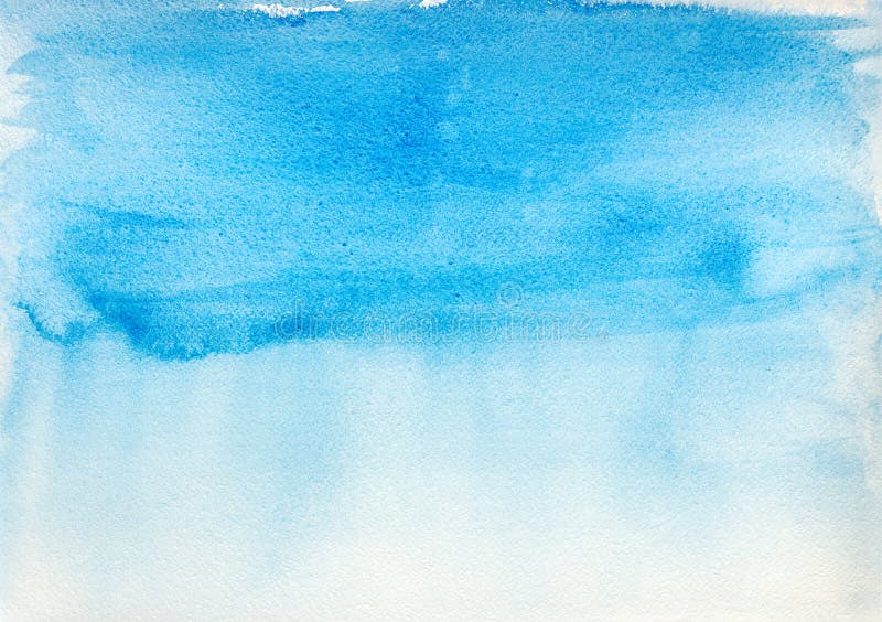 Hand Painted Blue Watercolor Splash on White Paper Stock Image - Image ...