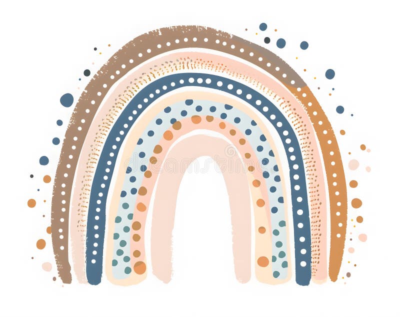 Abstract Minimalist Boho Rainbow with Dots and Earthy Tones Stock ...
