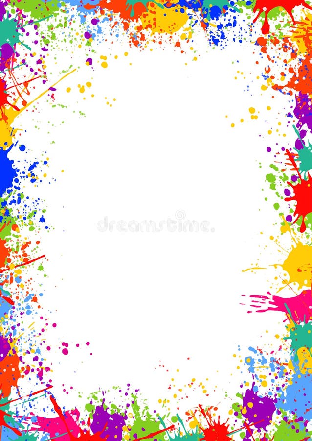 Hand Painted Border of Rainbow Coloured Paint Splatters Stock Vector ...