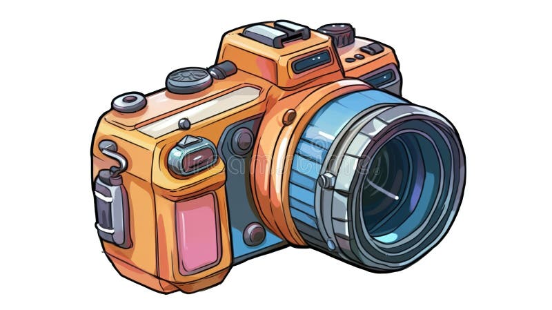 Handdrawn Cartoon Color Cute Camera.AI Generated Stock Illustration ...