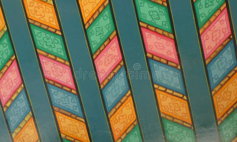 A Hand-painted Ceiling In The Tibetan Library Stock Photo - Image of ...