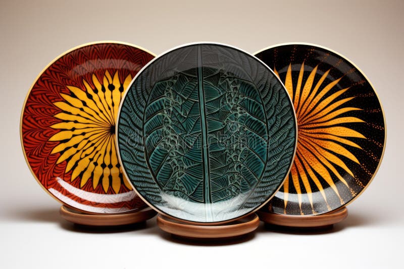 Hand-painted Ceramic Plates in Various Patterns and Colors Stock ...