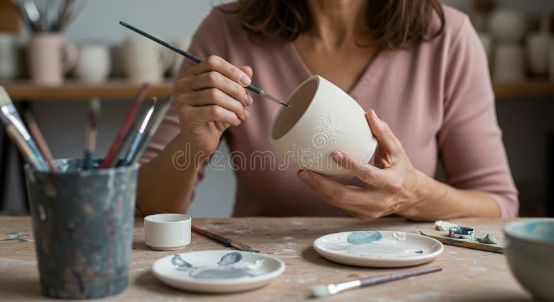 Ceramic Painting: Hand-Painted Pottery with Delicate Snowflakes ...