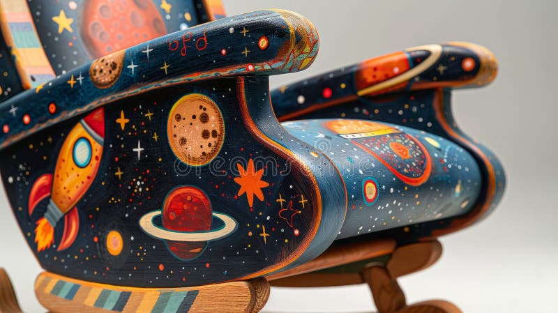 Hand-painted Chair with a Space Theme Stock Photo - Image of theme ...