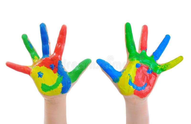 Color painted child hand stock image. Image of classroom - 9583415