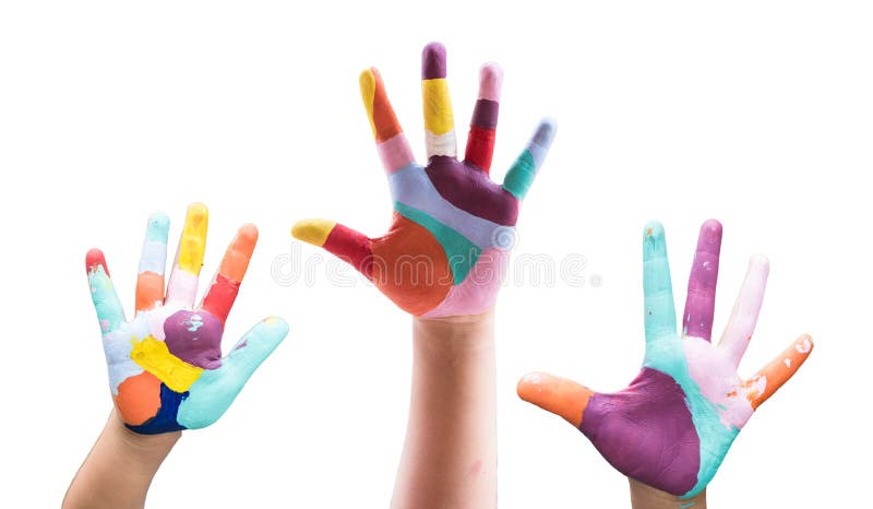 Color painted child hand stock photo. Image of concentration - 9329212