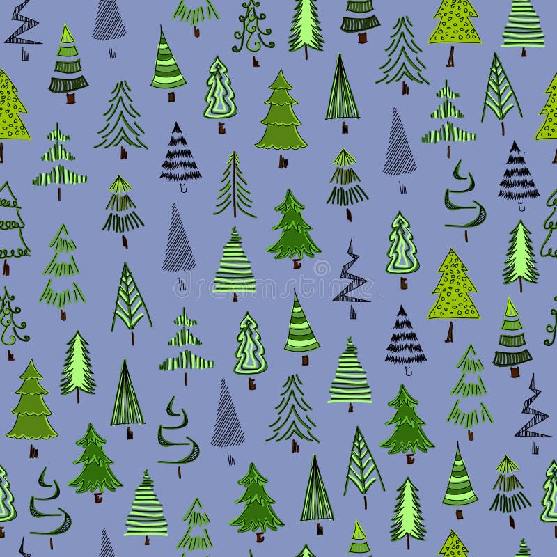Hand-painted Christmas Trees Seamless Texture. Abstract Colourful Fir ...