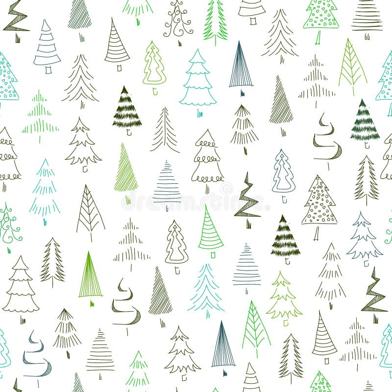 Hand-painted Christmas Trees Seamless Texture. Abstract Colourful Fir ...