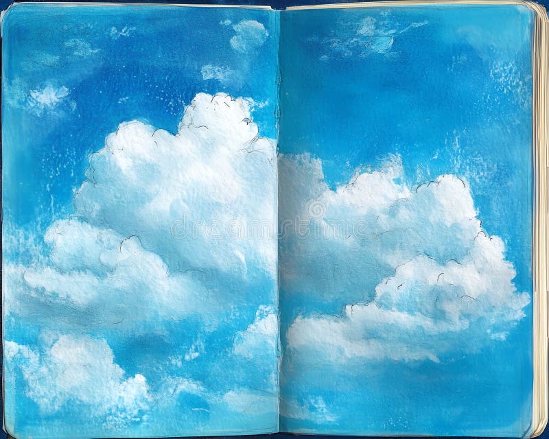 Hand Painted Cloudscape Blue Sky Acrylic Notebook Art Nature Scene ...