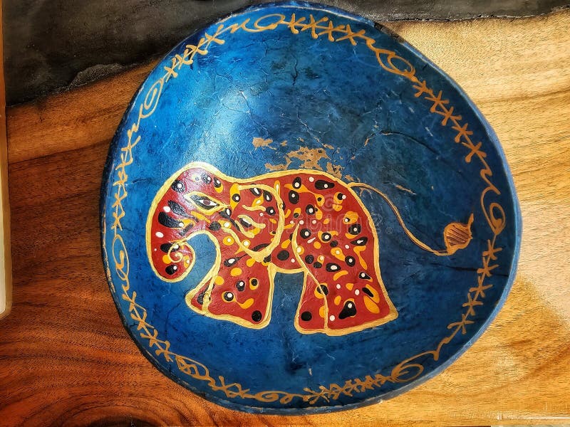 Hand Painted Coconut Shell Plates Stock Image - Image of objects, hand ...