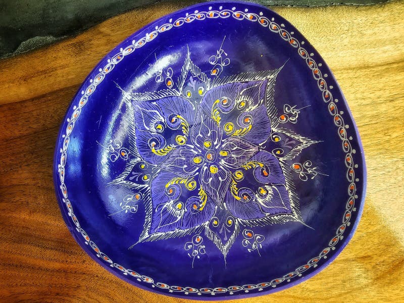 Hand Painted Coconut Shell Plates Stock Photo - Image of indoor, hand ...