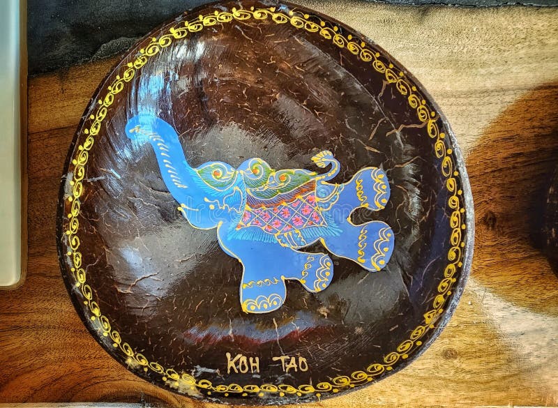Hand Painted Coconut Shell Plates Stock Image - Image of aboveview ...