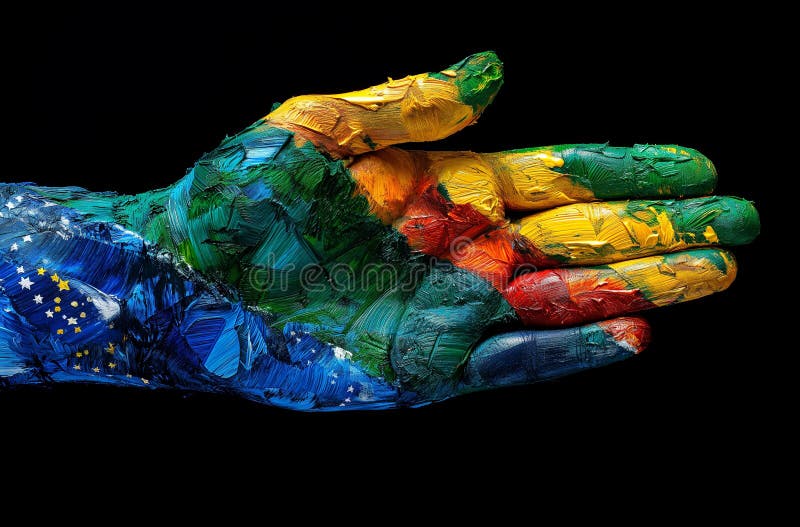 Hand Painted with the Colors of the Brazilian Flag Stock Illustration ...