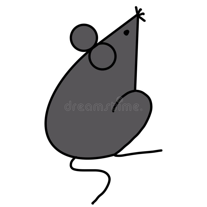 Hand Painted Digital Cartoon Gray Rat Image Stock Illustration ...