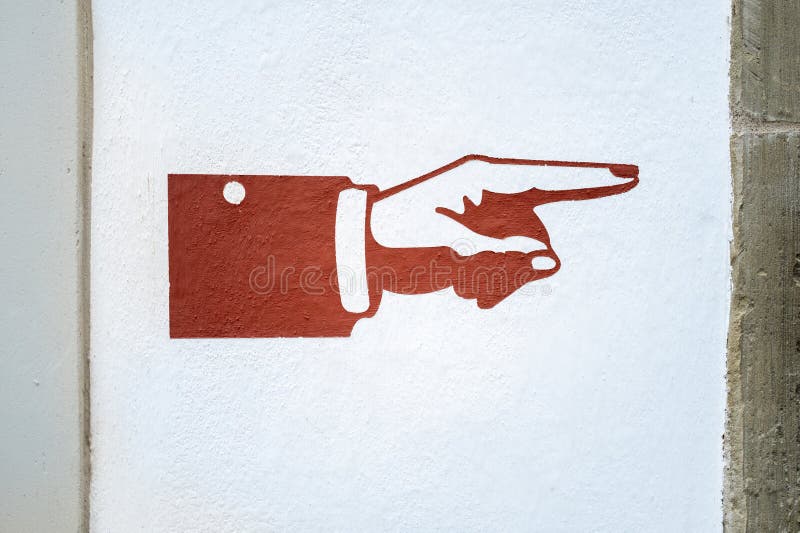 Hand-painted Directional Sign on Wall Stock Image - Image of path ...