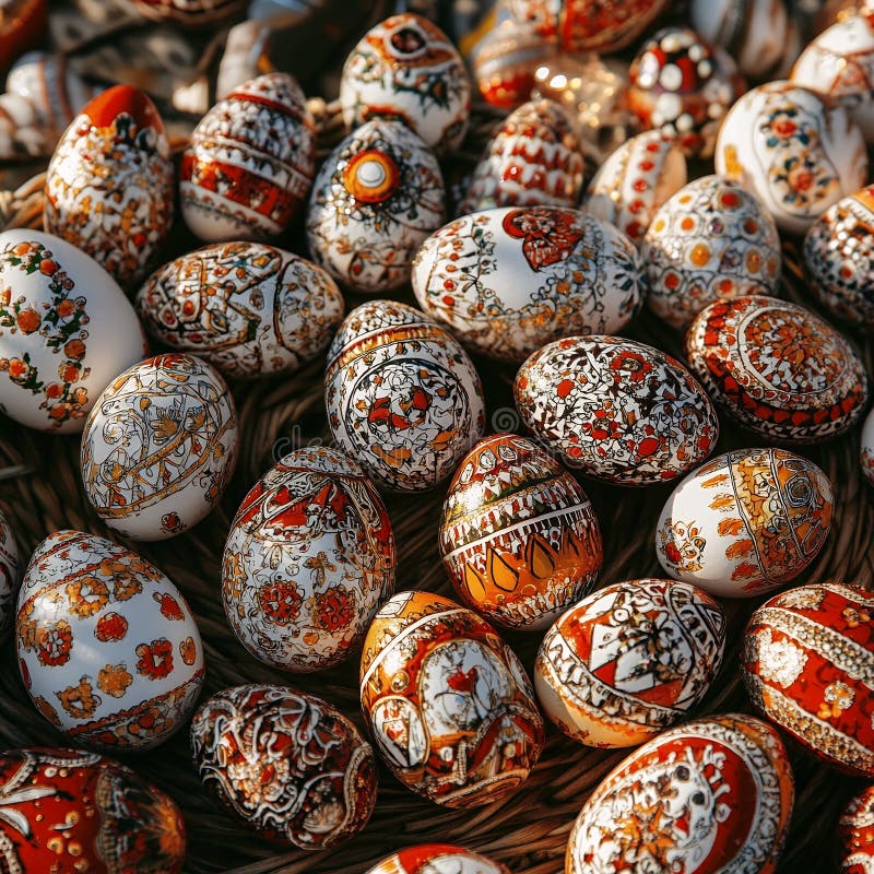 Hand Painted Easter Eggs Festive Spring Decor Traditional Design Art ...