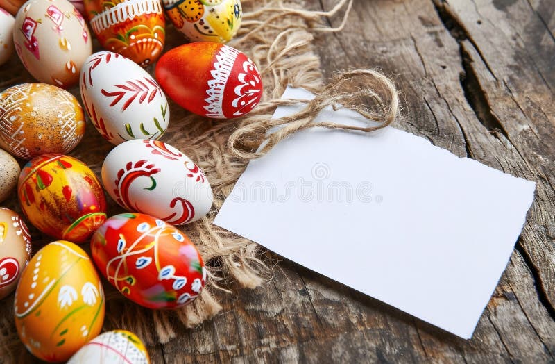 Rustic Easter Eggs with Blank Note Stock Illustration - Illustration of ...