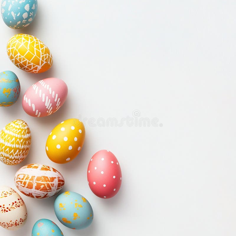 Hand Painted Easter Eggs in Various Shades with Various Patterns Stock ...